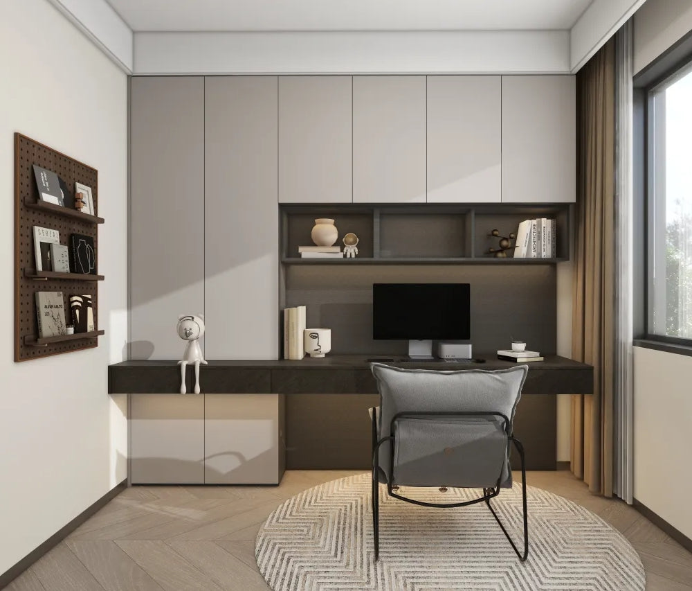 White Harmony Custom-made Study Room Cabinet Design in Contemporary ...