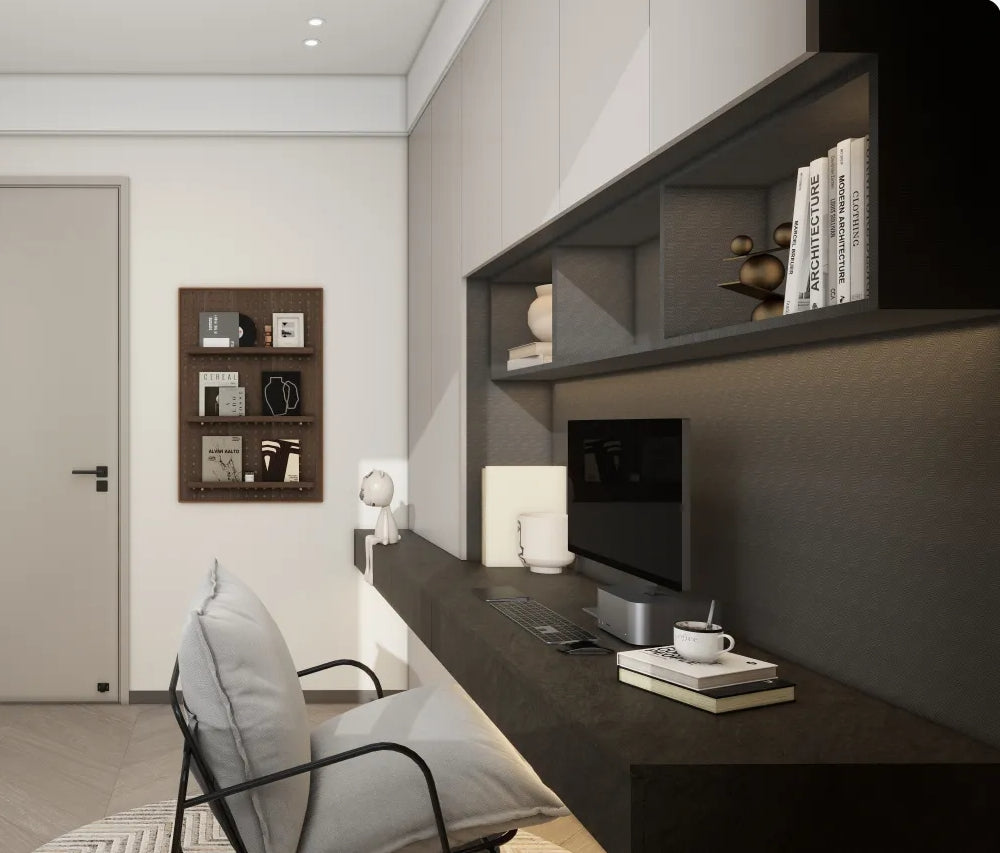White Harmony Custom-made Study Room Cabinet Design in Contemporary ...